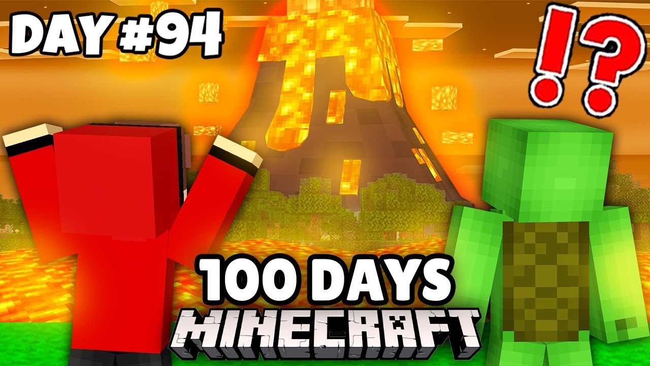 How Mikey and JJ SURVIVE 100 Days on The Volcano Island in Minecraft (Maizen) - YouTube
