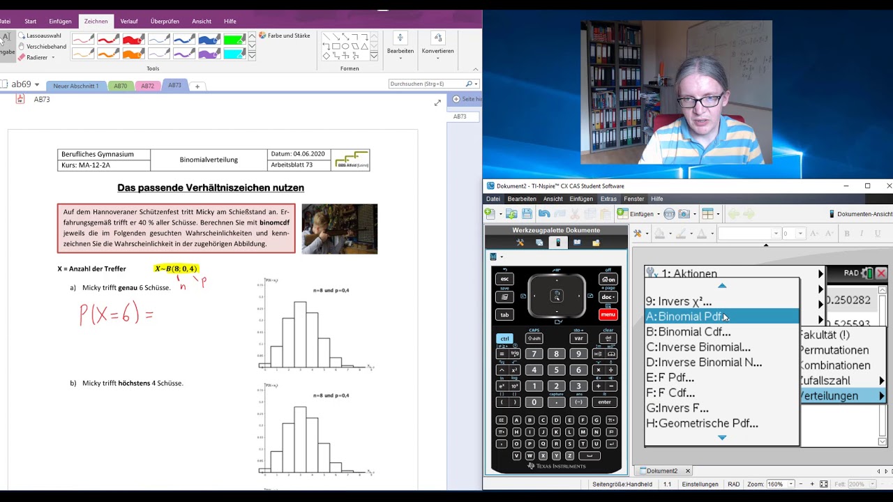 Binompdf und binomcdf mit dem Ti-NSpire CX CAS - YouTube