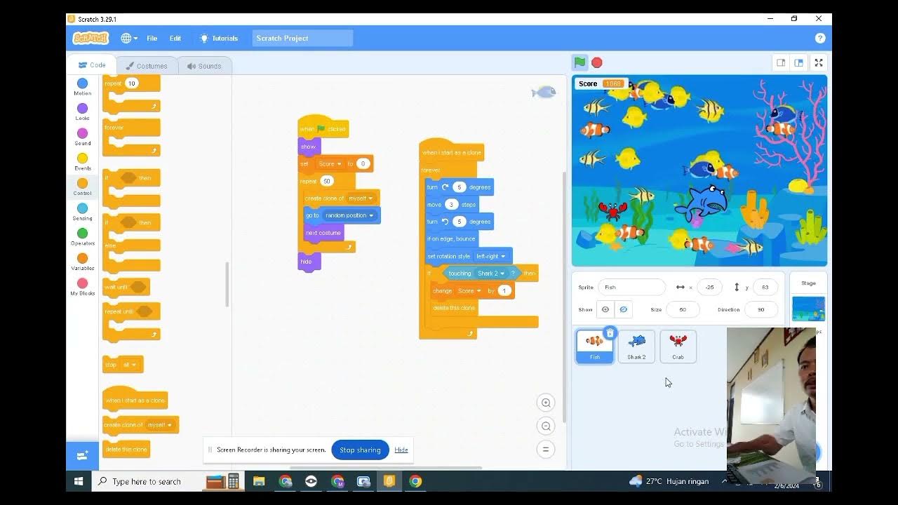 Pertemuan 5 | Membuat game Angry Shark Scratch Game | Mapel Informatika - YouTube