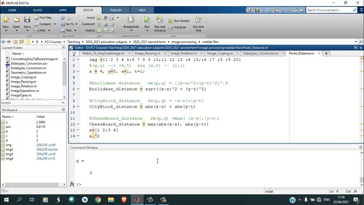 MATLAB Image Processing _ 5 _ Image Pixel Distance - YouTube