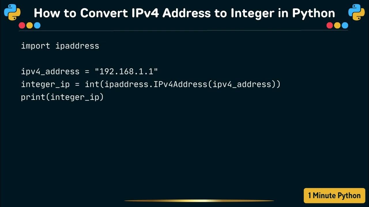 How to Convert IPv4 Address to Integer in Python - YouTube