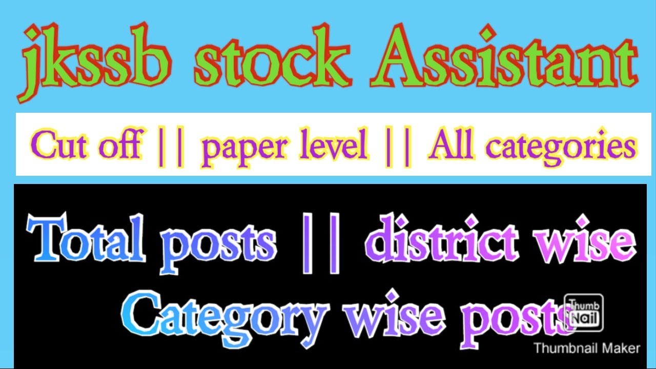 jkssb stock Assistant cut off || safe score || paper level || total ...