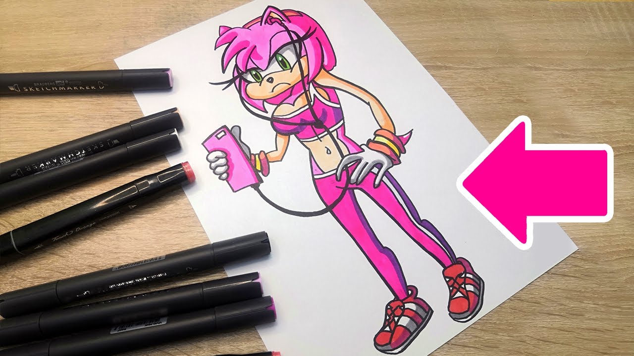How to draw Amy Rose easy? / Sports Amy The Hedgehog coloring - YouTube