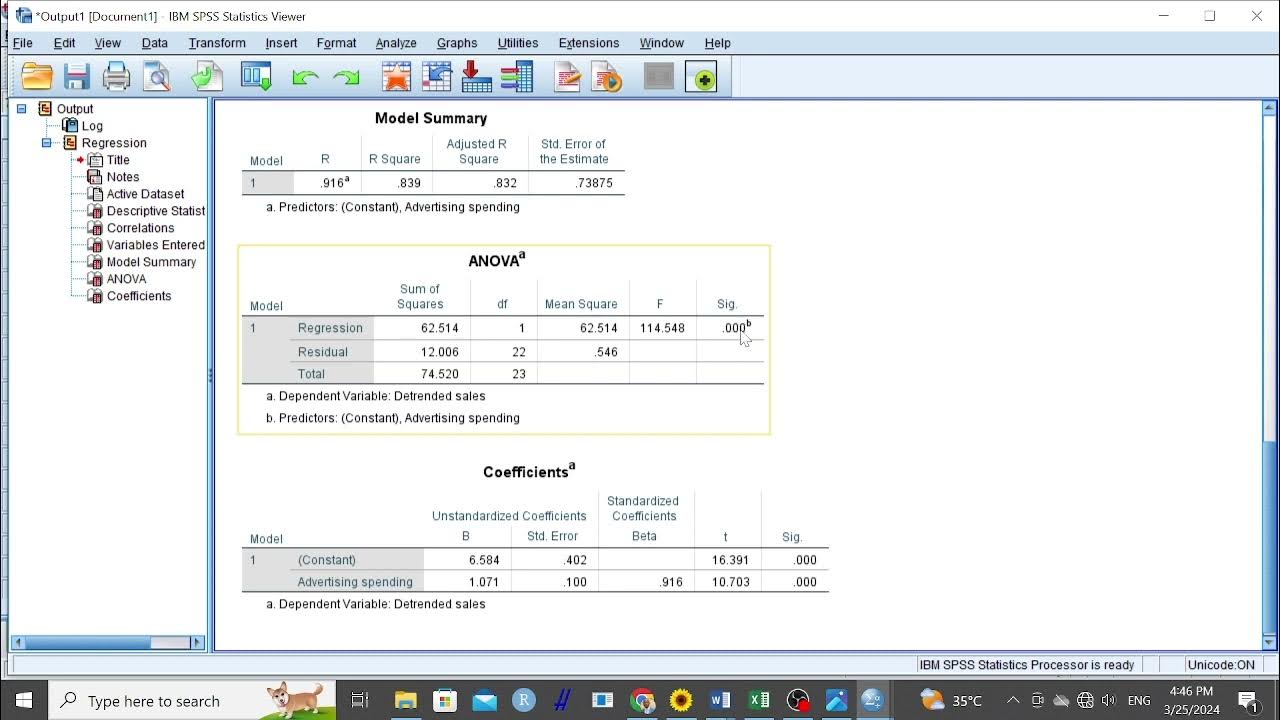 Simple Linear Regression using SPSS - YouTube