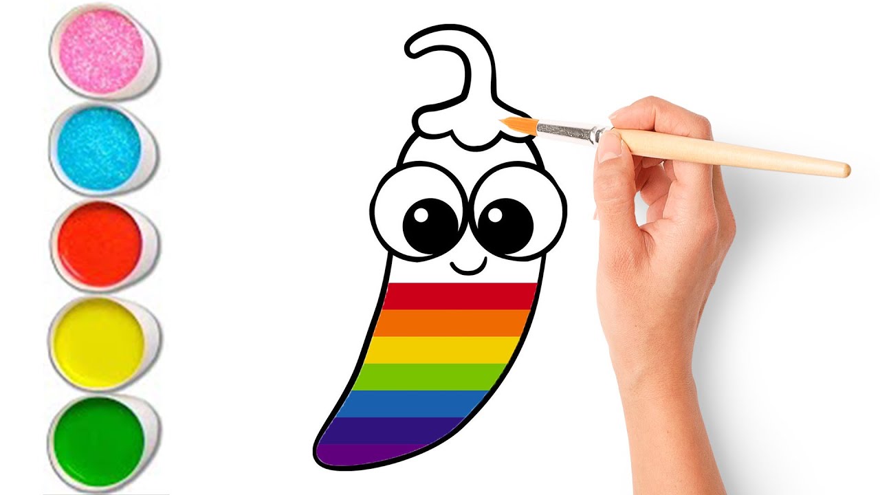 Red Chilli Drawing Coloring | Nursery Rhymes | Kids Color World ...