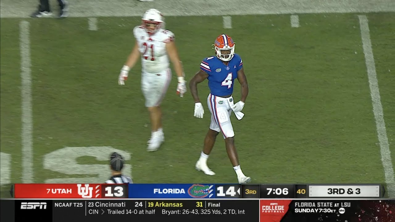 Justin Shorter (Florida WR #4) Vs. Utah 2022 - YouTube