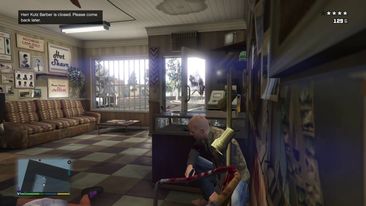 Grand Theft Auto V PS4 4 Stars Barber Shop (Pistol Only) - YouTube