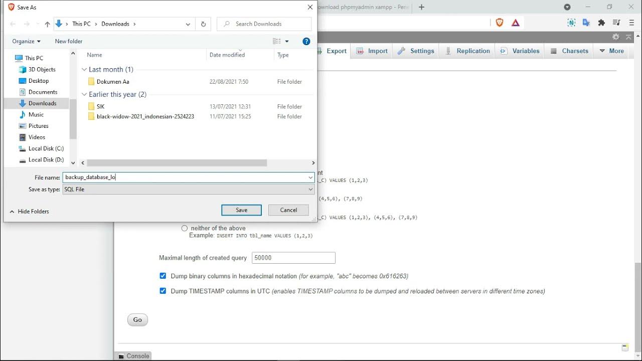 Cara Export Semua Database Yang Ada Di XAMPP PhpMyAdmin - YouTube