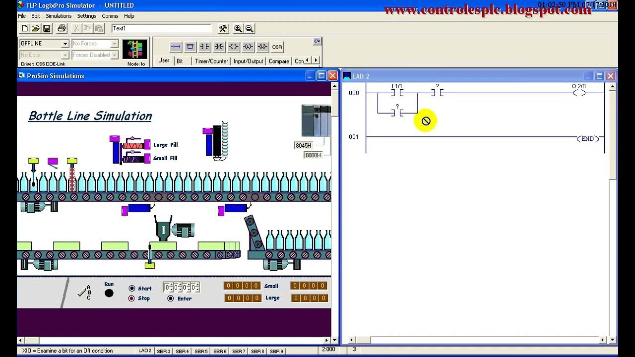 Simulador línea de botellas con Logix Pro - Proceso Básico - YouTube