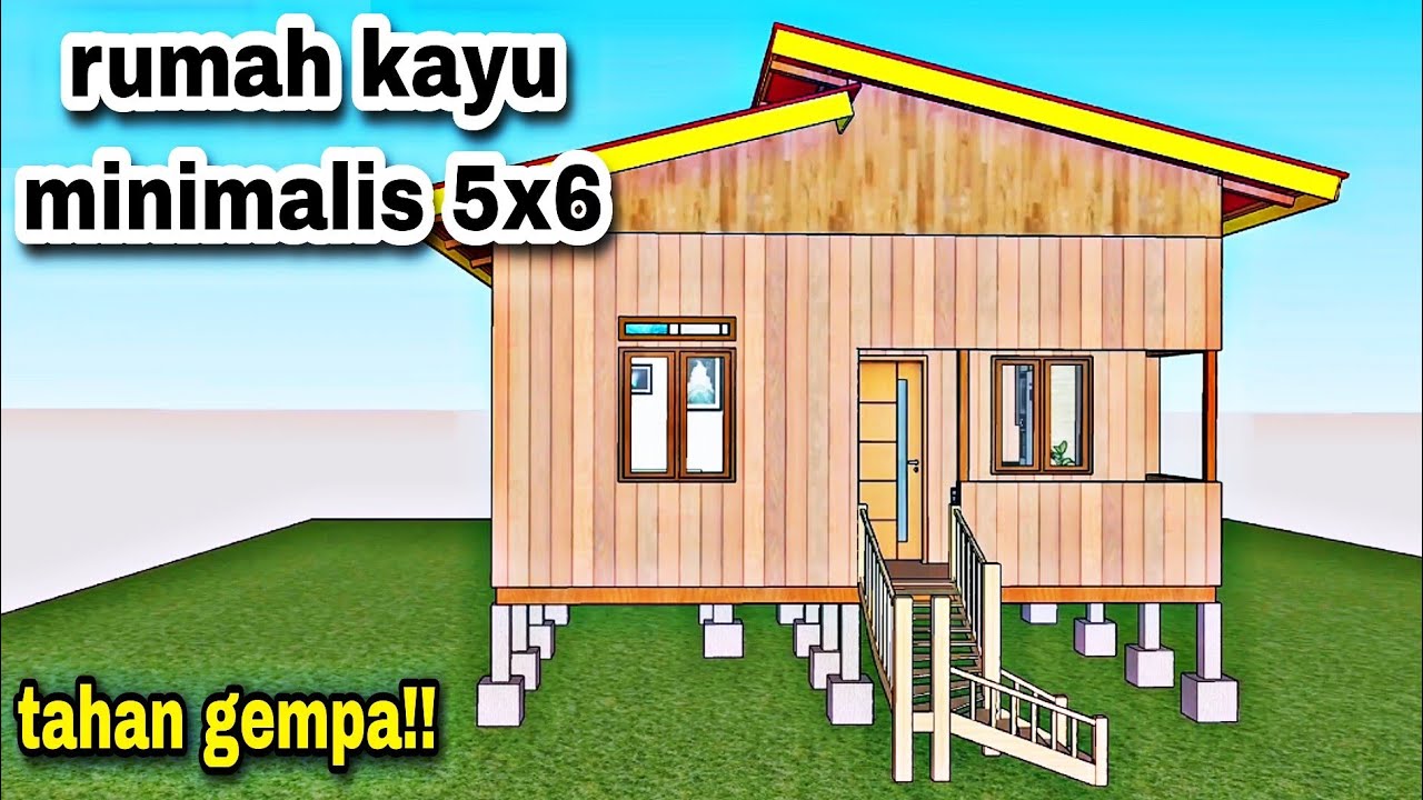 desain rumah kayu minimalis 5x6 - YouTube