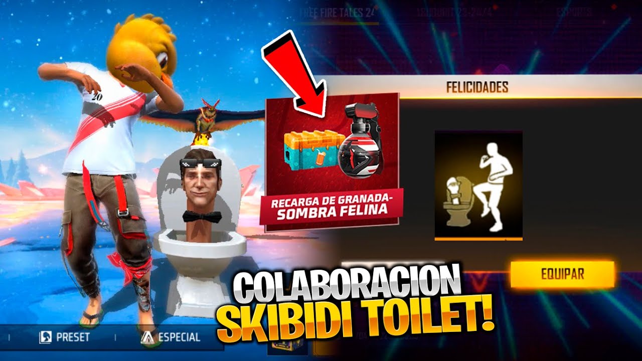 🌟EMOTE SKIBIDI TOILET x FREE FIRE! RULETA MAGICA FELINO FATAL - AGENDA ...