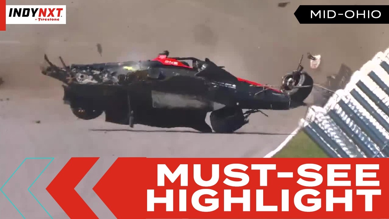 Sebastian Murray Goes Airborne in Massive Crash | 2025 INDY NXT at Mid ...