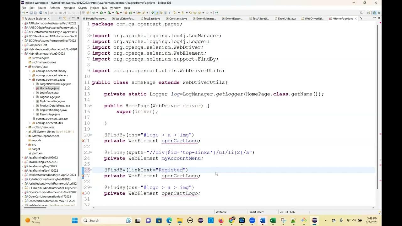 HybridFramework HomePage Design Part1 Aug 07 2023 - YouTube