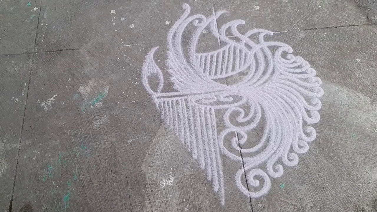 Koyari rangoli | how to make creative rangoli | Innovative rangoli ...