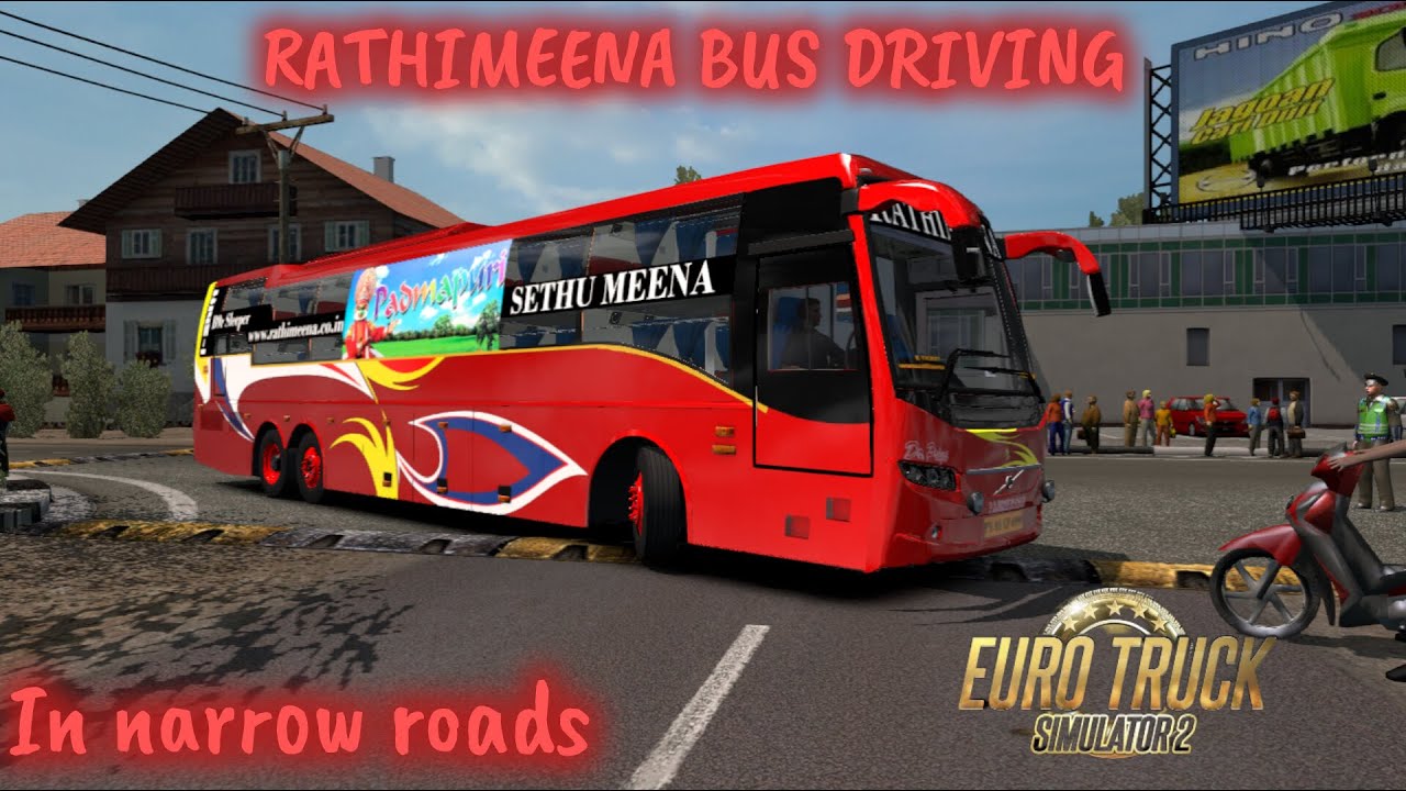RATHIMEENA BUS DRIVING ETS 2 MEETS A MINOR ACCDENT IN NARROW ROAD - YouTube