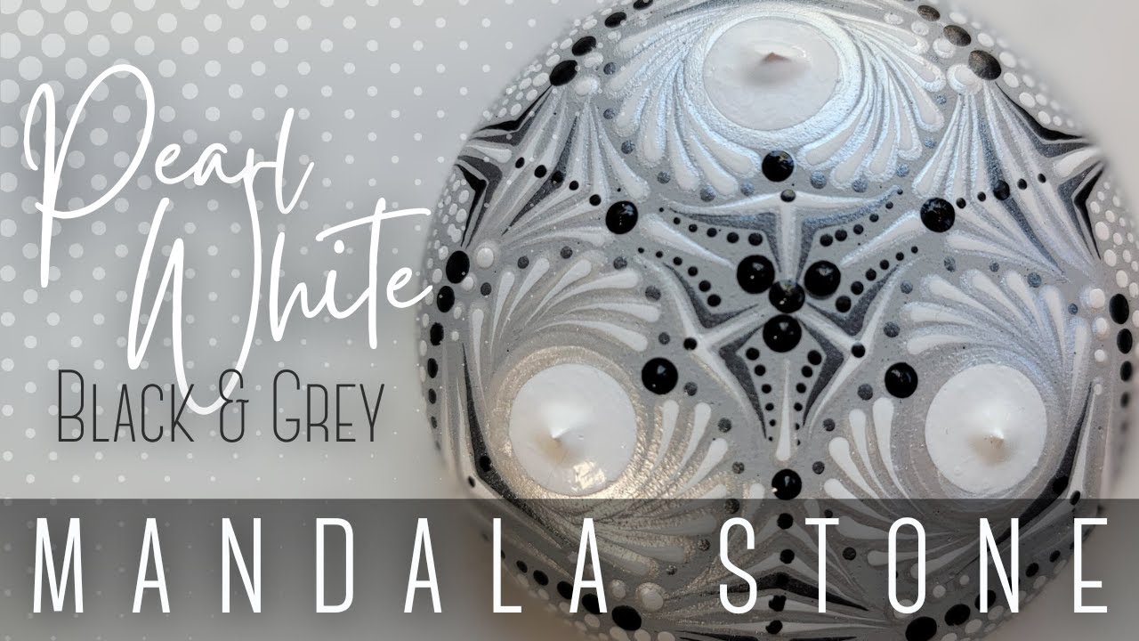 Pearl White, Grey & Black Mandala Stone Painting - YouTube