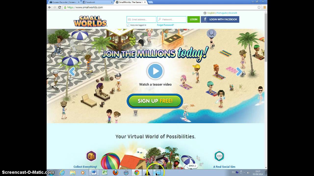 How to sign up for smallworlds using your facebook details - YouTube