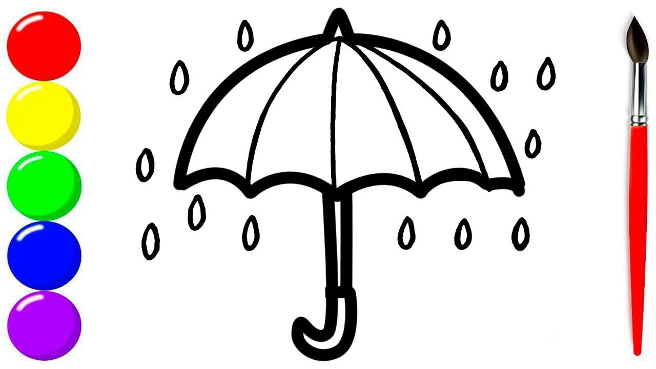 How to draw an umbrella/Cara menggambar payung - YouTube