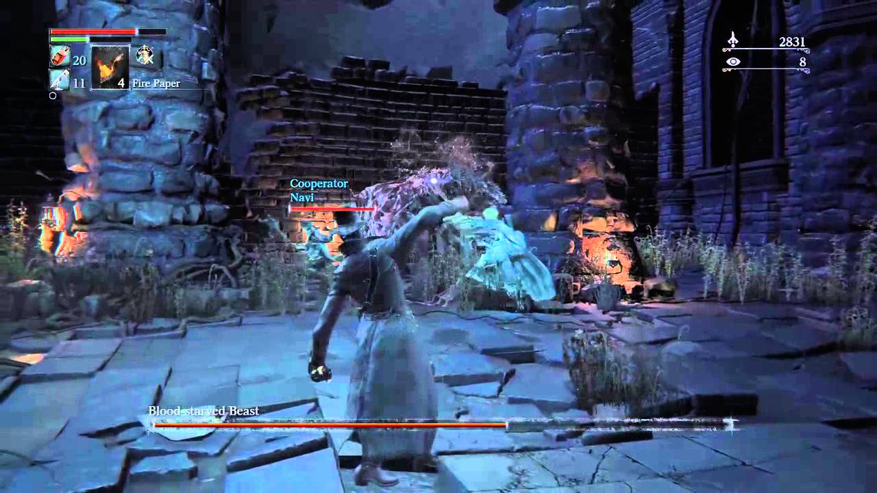 Bloodborne: Blood-Starved Beast Boss & NPC Alfred summoning - YouTube