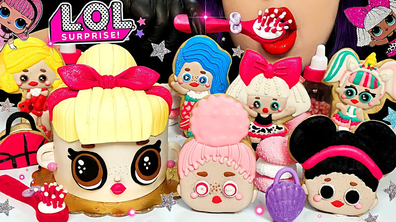 ASMR EATING EDIBLE LOL DOLL, EDIBLE HAIR BRUSH,COOKIE,LOL DOLL CAKE ...