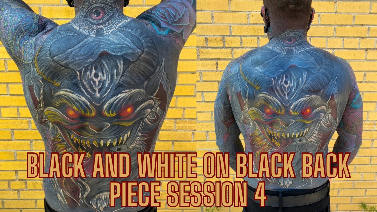 Color on black back piece Session 4 #ink #inked #tattoo - YouTube