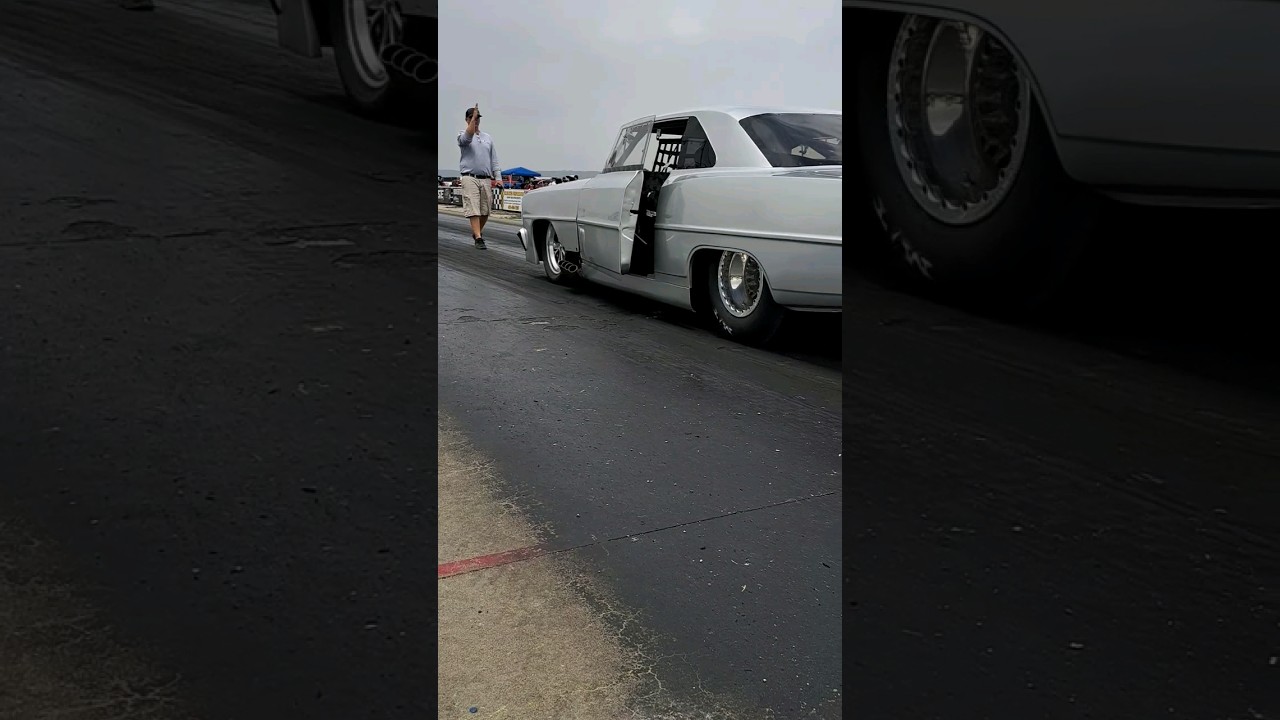 Procharged Shoebox Chevy Nova drag racing on a solid pass! - YouTube