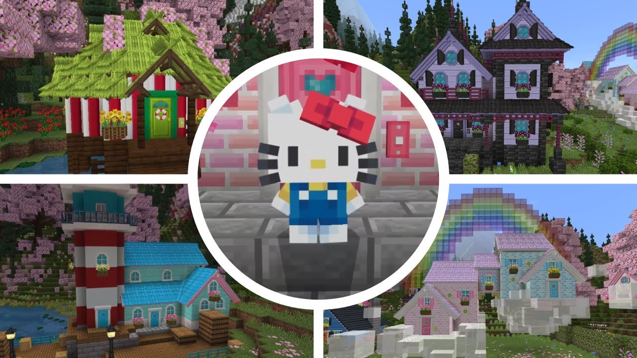 Minecraft x Hello Kitty - All Character Houses | Minecraft Bedrock Map ...
