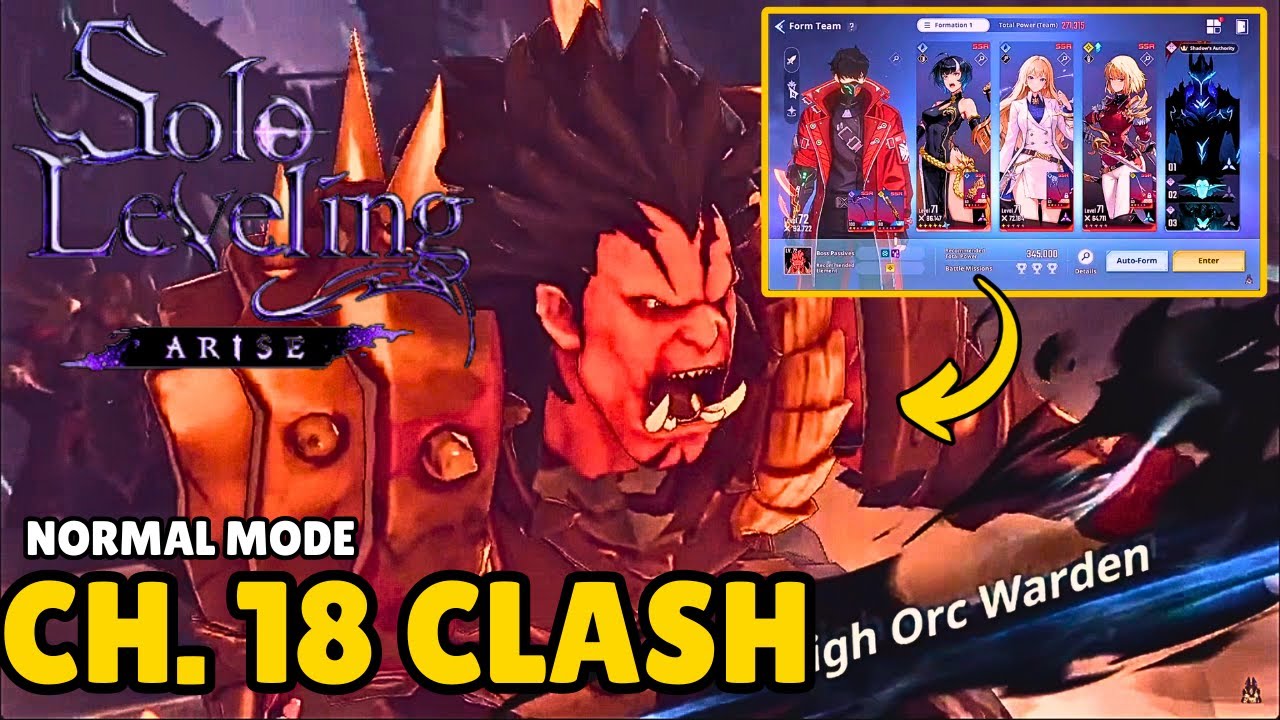 CH. 18 CLASH NORMAL MODE | 4 HIGH ORCS [SOLO LEVELING: ARISE] PH - YouTube