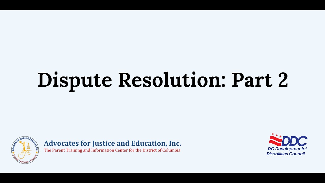 Dispute Resolution Part 2 - YouTube