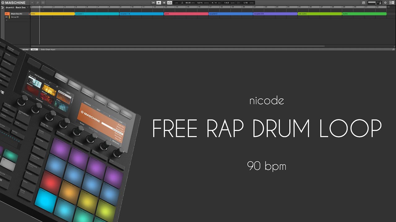 FREE RAP DRUM LOOP - 90 BPM - loop 'black sea' - YouTube