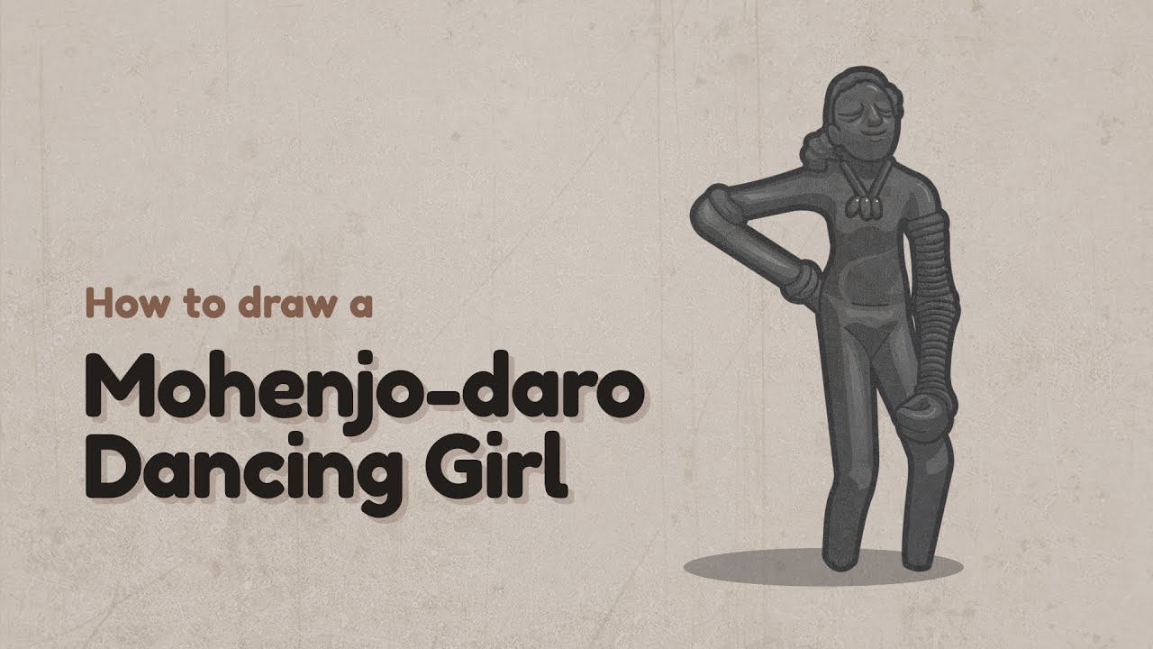 How to draw a Mohenjo-daro Dancing Girl? Easy and simple drawing ...