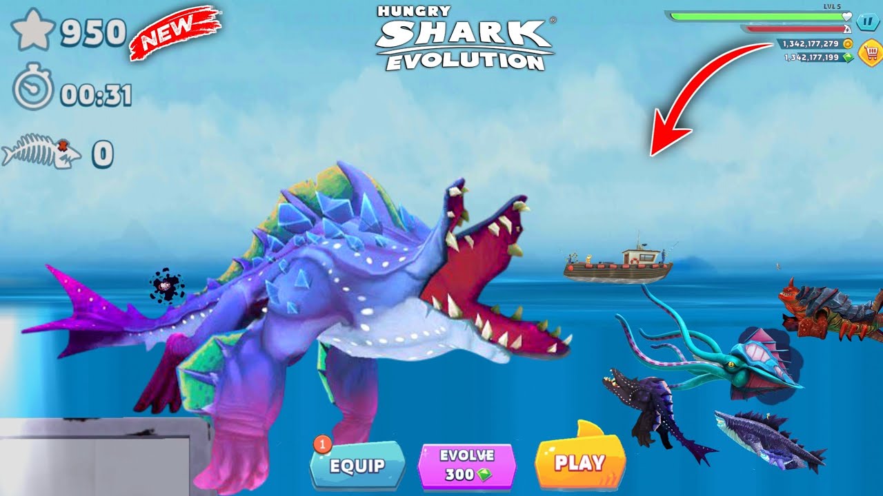 New Giant Abysshark (Evil) 🦈 Eats All Sharks Biggest Food - Hungry ...