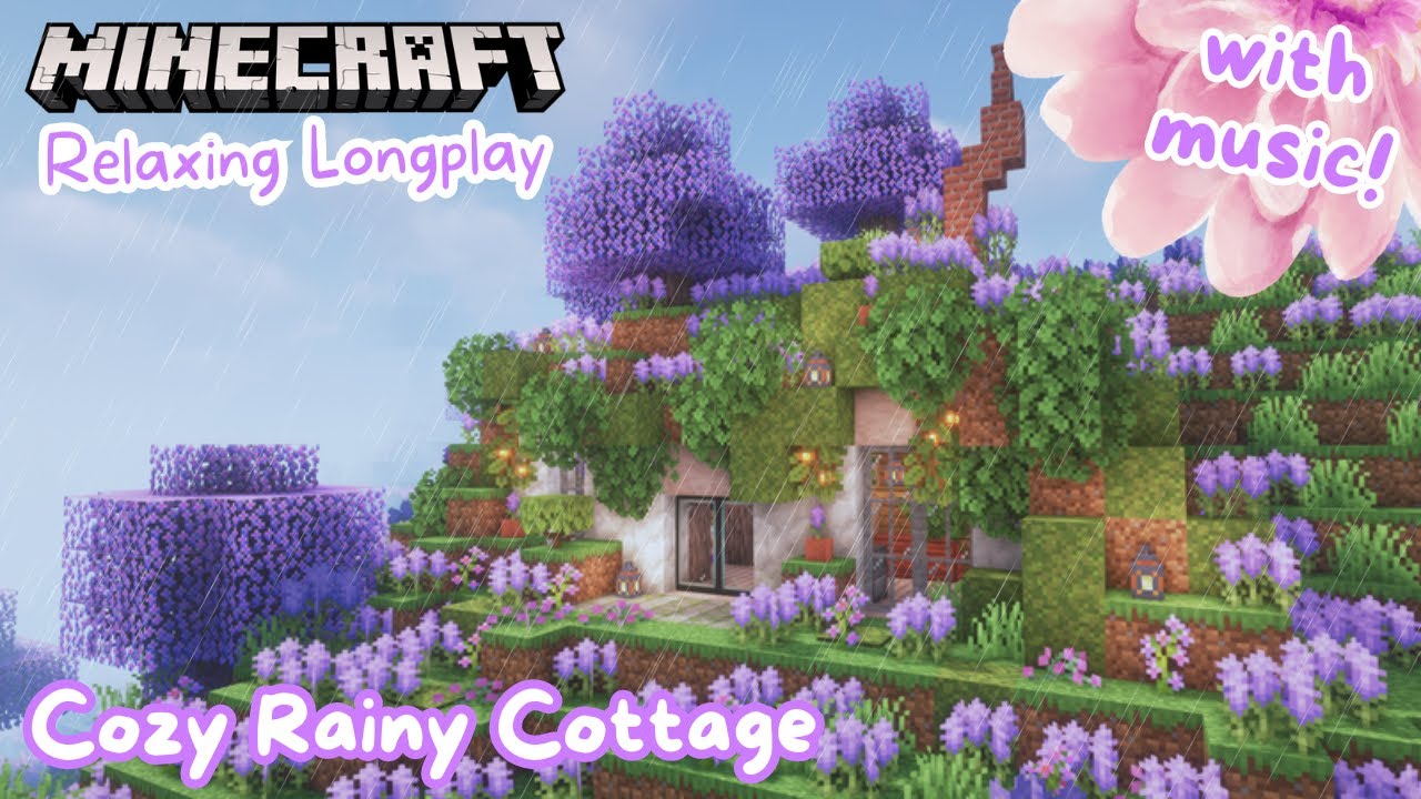Minecraft Longplay | Rainy Lavender Hobbit Hole (no commentary, with ...