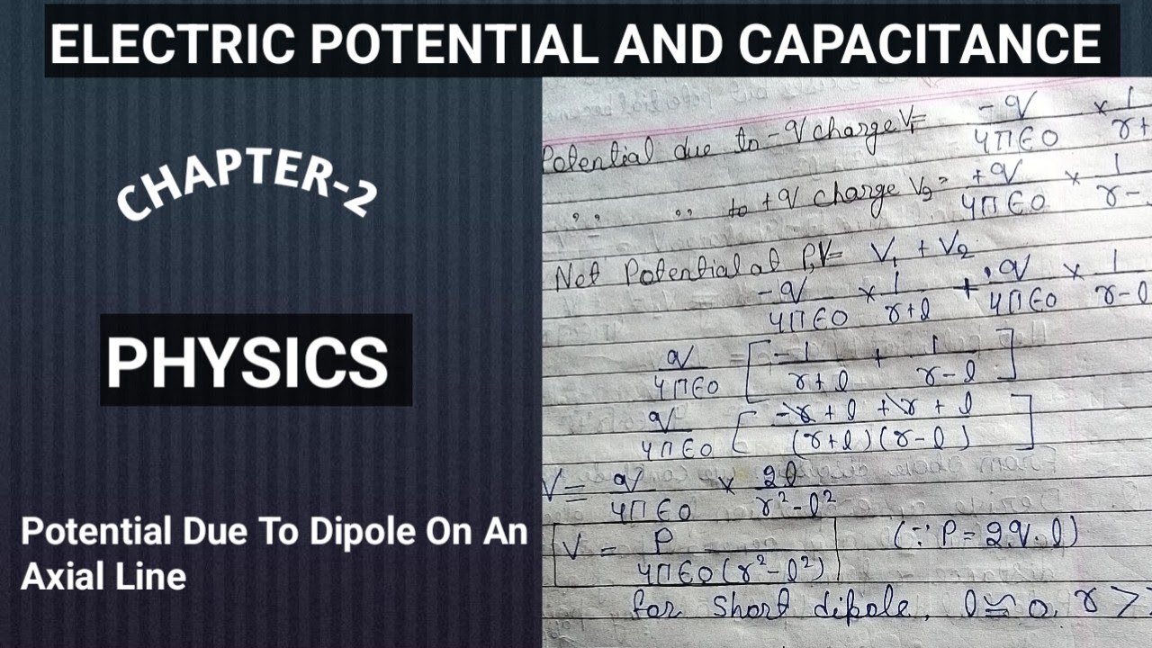 Potential Due To Dipole On An Axial Line💯Class-12 🙂PHYSICS 👍CHAPTER-2 ...