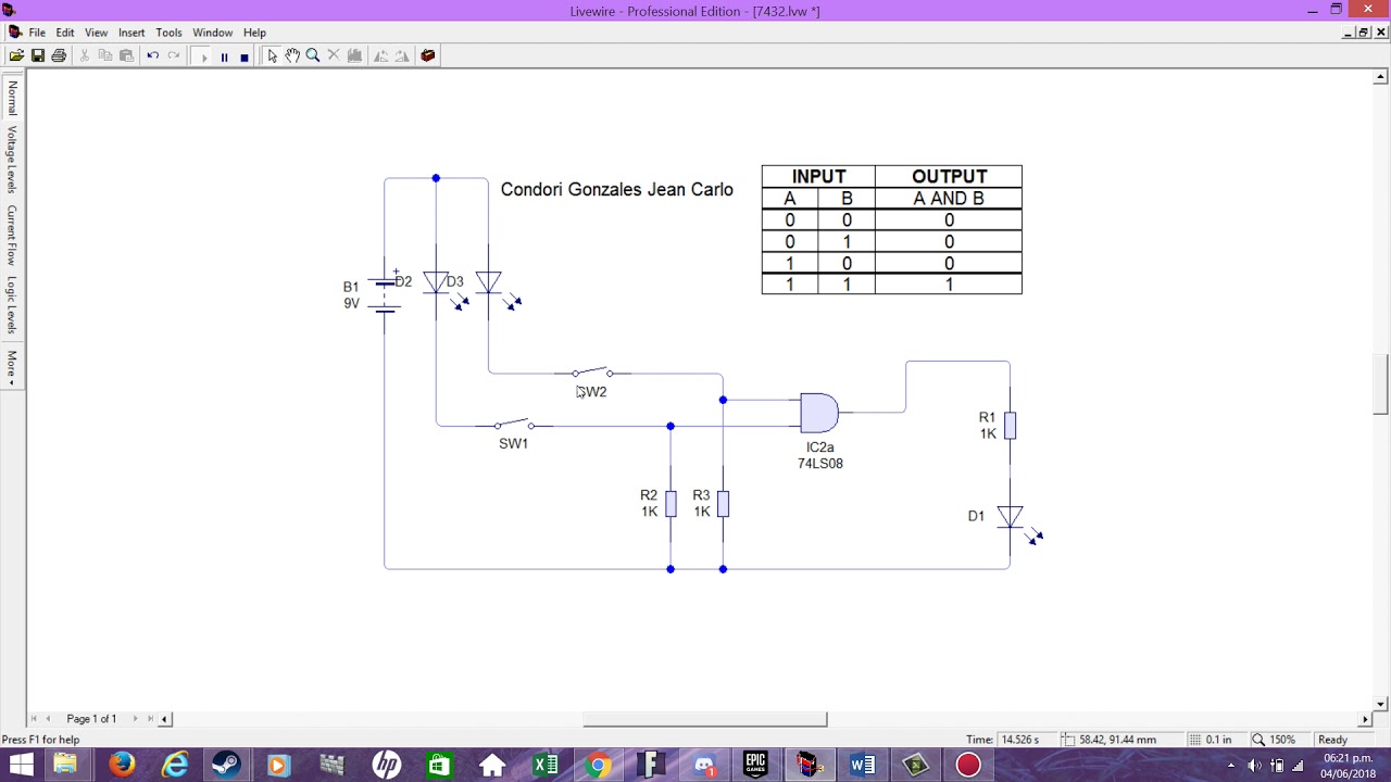 Funcionamiento de la Compuerta 74LS08 AND en LiveWire - YouTube