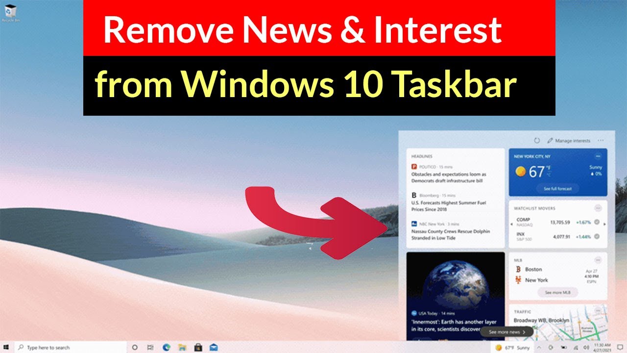 How to Disable Taskbar News and Interests on Windows 10? - YouTube