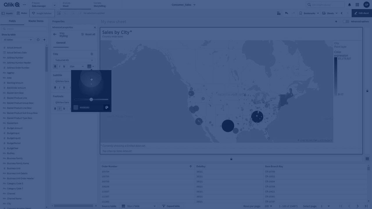 Customizing the label font in Qlik Cloud maps title, subtitle and ...