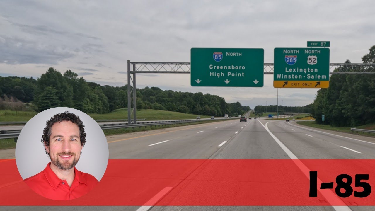 Driving I-85 in North Carolina from Kannapolis (Exit 58) to Burlington ...