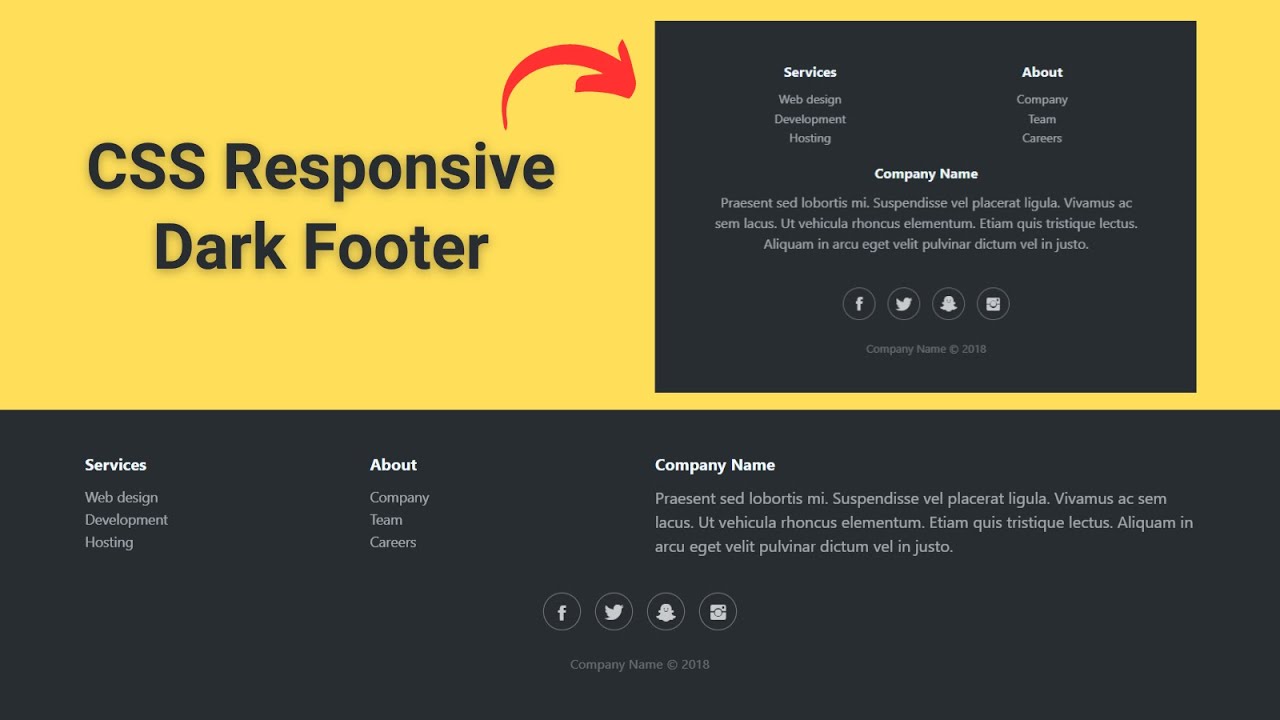 How to Make Responsive Animated Website Footer using Html & CSS | Simple Website Footer Design ...