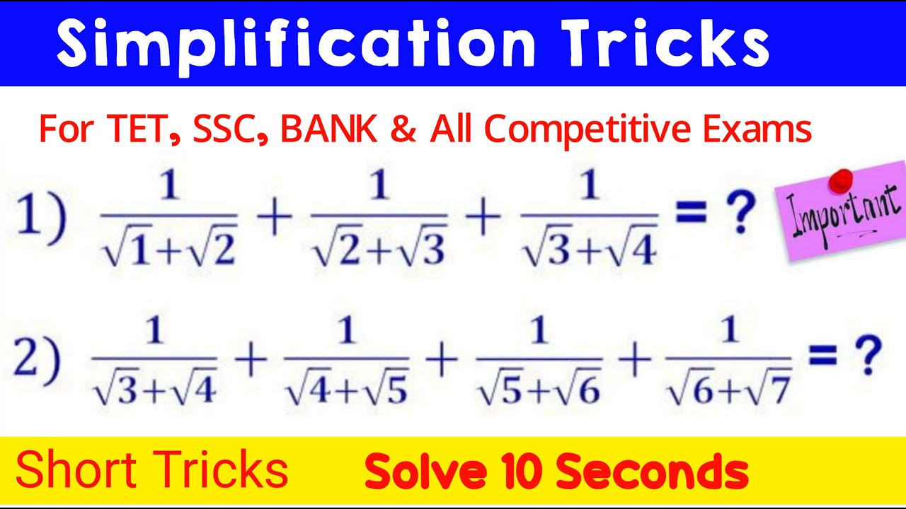 Simplification Tricks for All Competitive Exams | Primary Tet 2022 Math ...