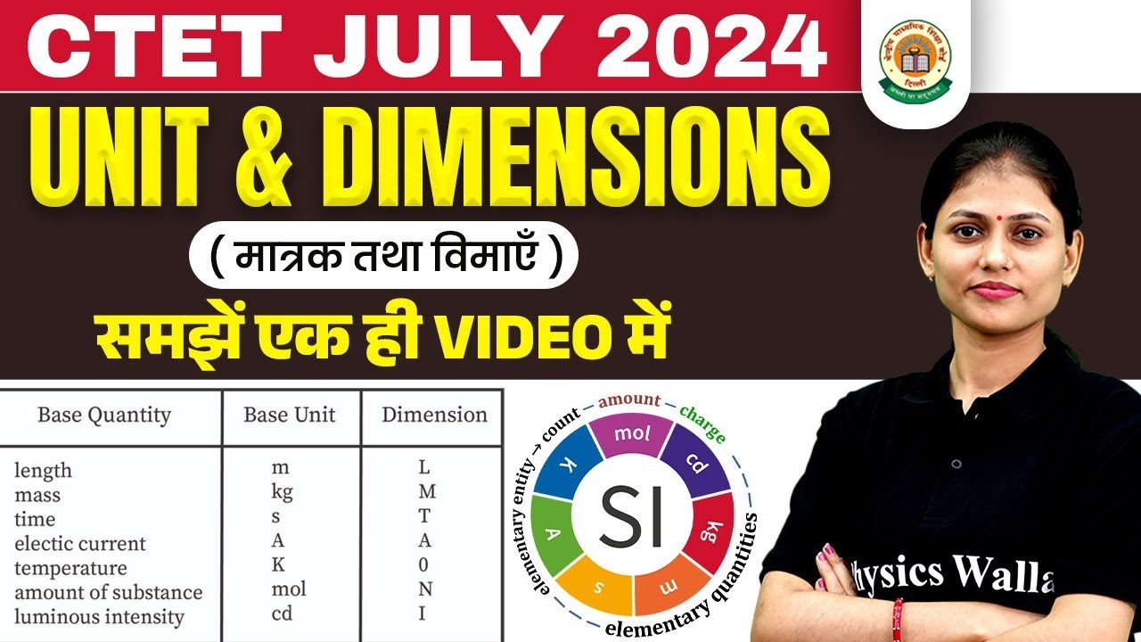 CTET Science Paper 2 | Science CTET Paper 2 | Units and Dimensions for ...