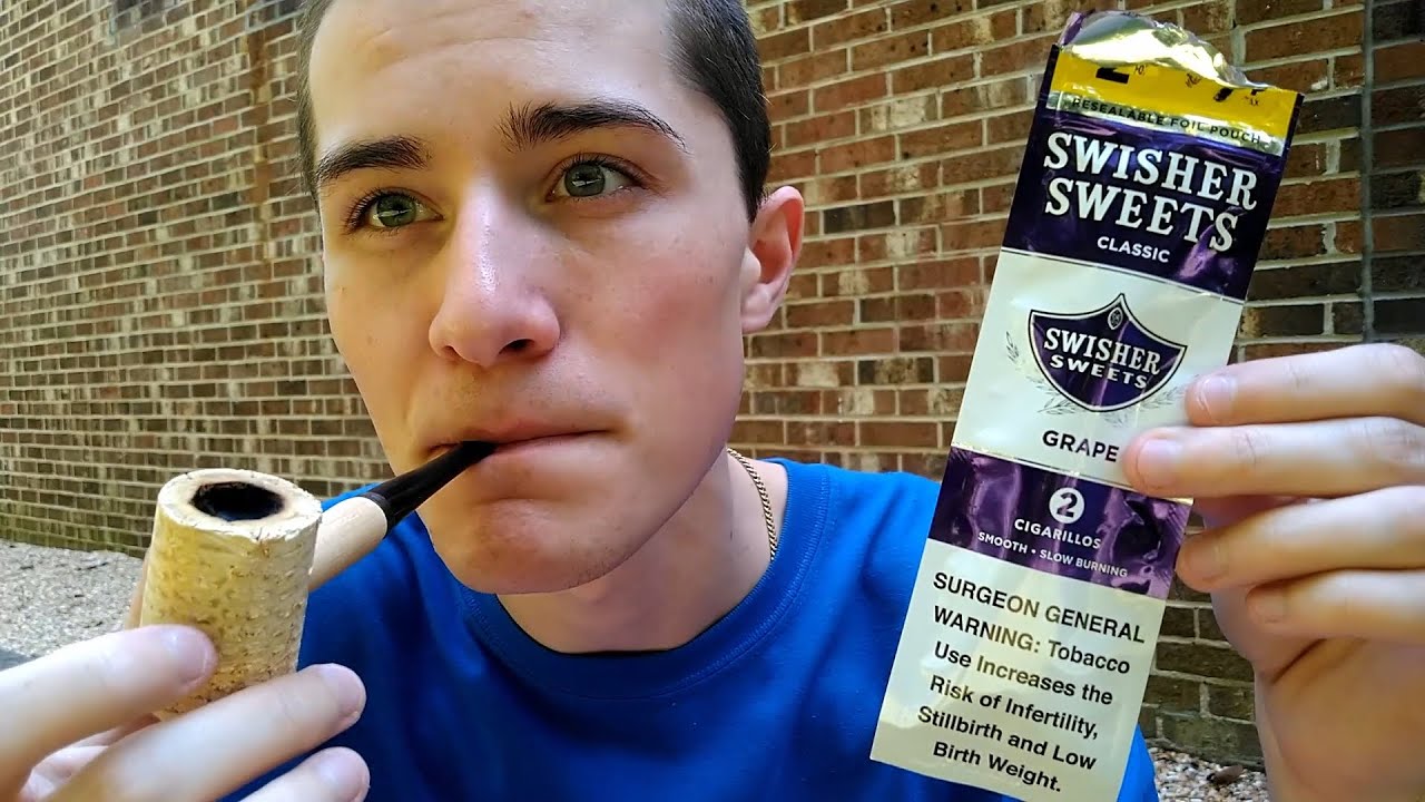 Smoking Grape Cigarillo Tobacco out of a Pipe - YouTube