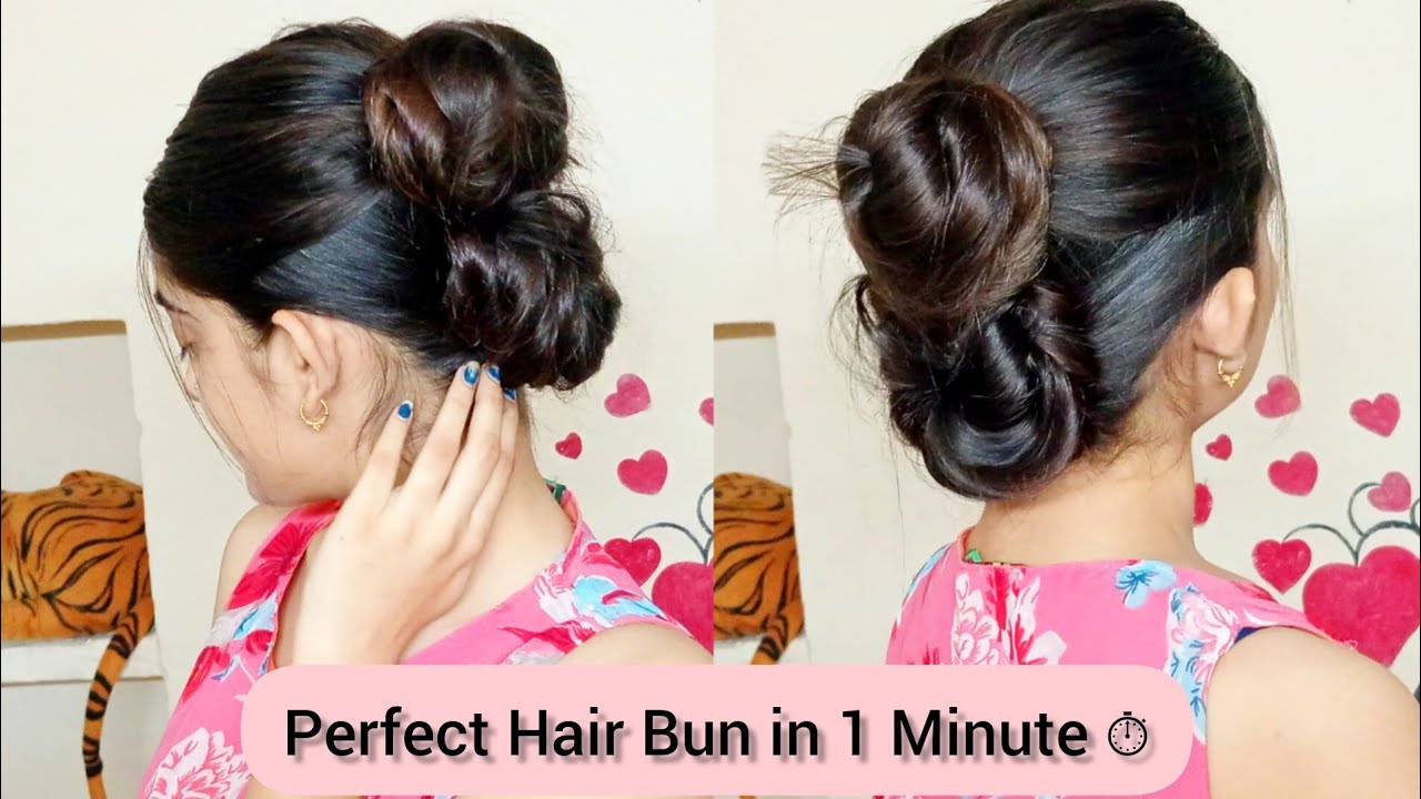 1-Minute Perfect Hair Bun | Easy & Elegant Bun Hairstyle Tutorial 💁‍♀️ ...