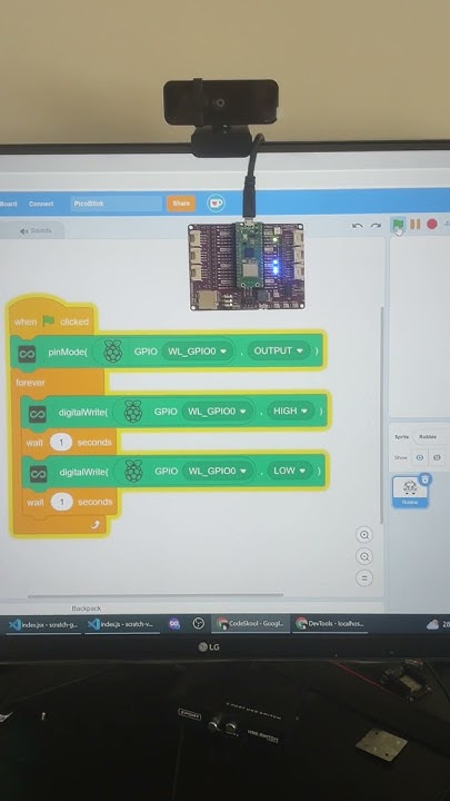 Working On Blinking Led On Raspberry Pi Picow With Codeskool Scratch Youtube