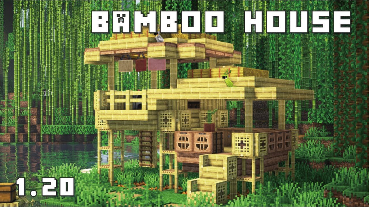 【Minecraft 1.20】 How To Build a Simple Survival House (bamboo house ...