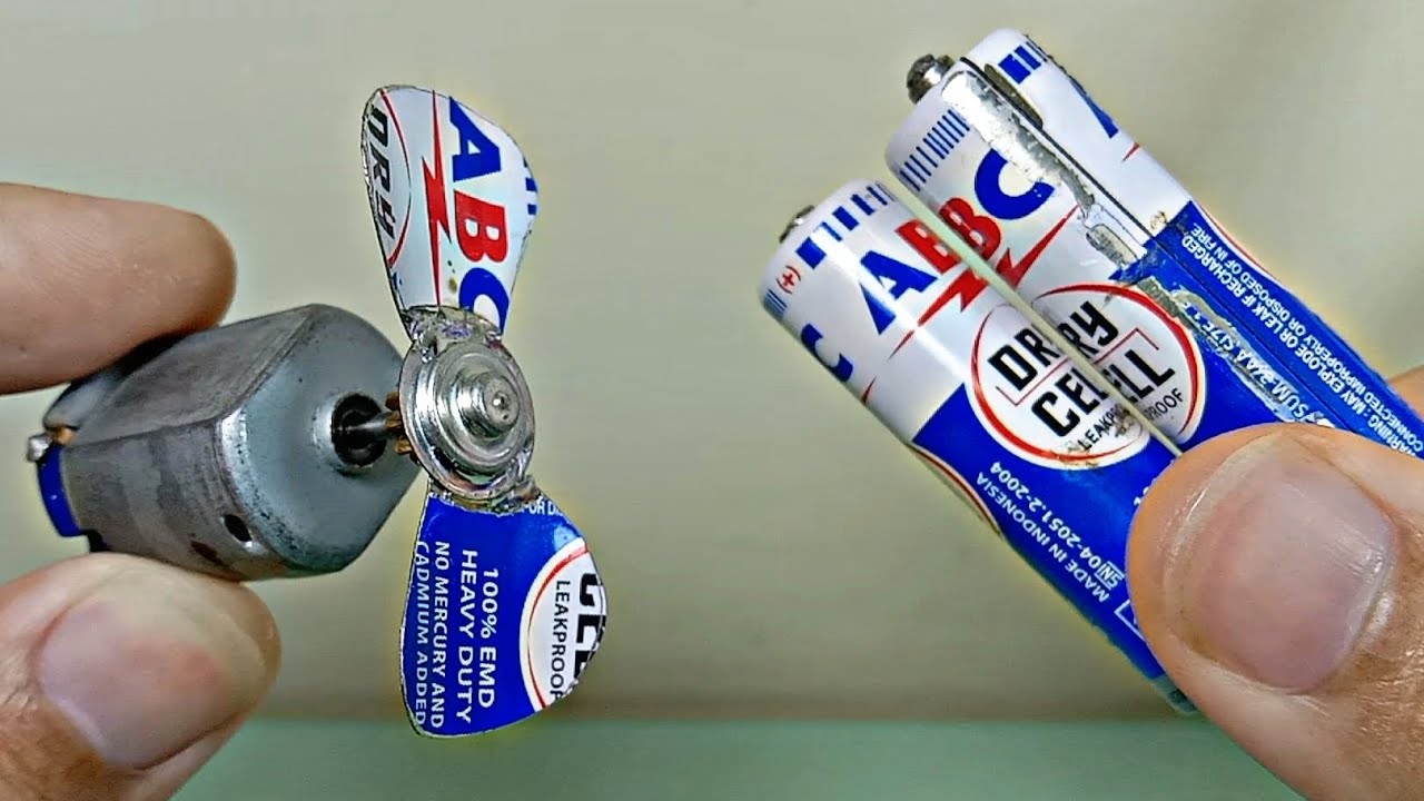 SUPER STRONG MINI FAN ELECTRONIC CIRCUIT, ASSEMBLED USING USED BATTERY ...