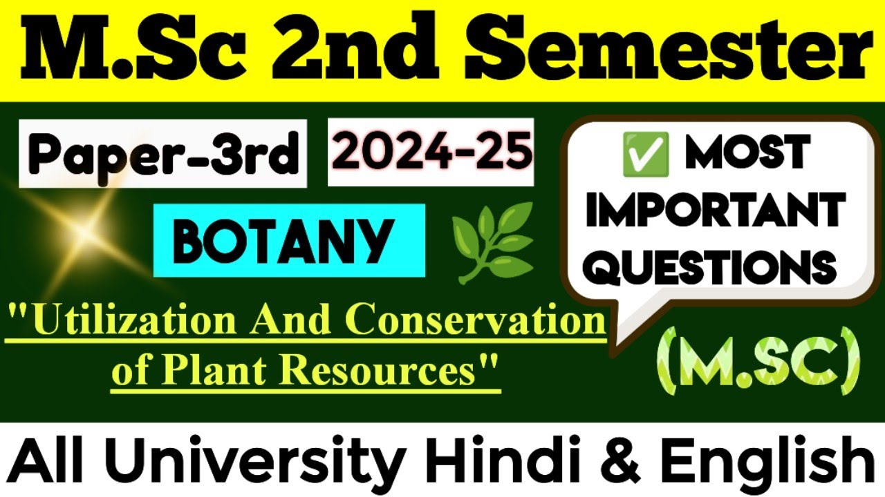 Msc 2nd Semester Botany (Paper-3rd) Most Important Questions 2024-25 ...