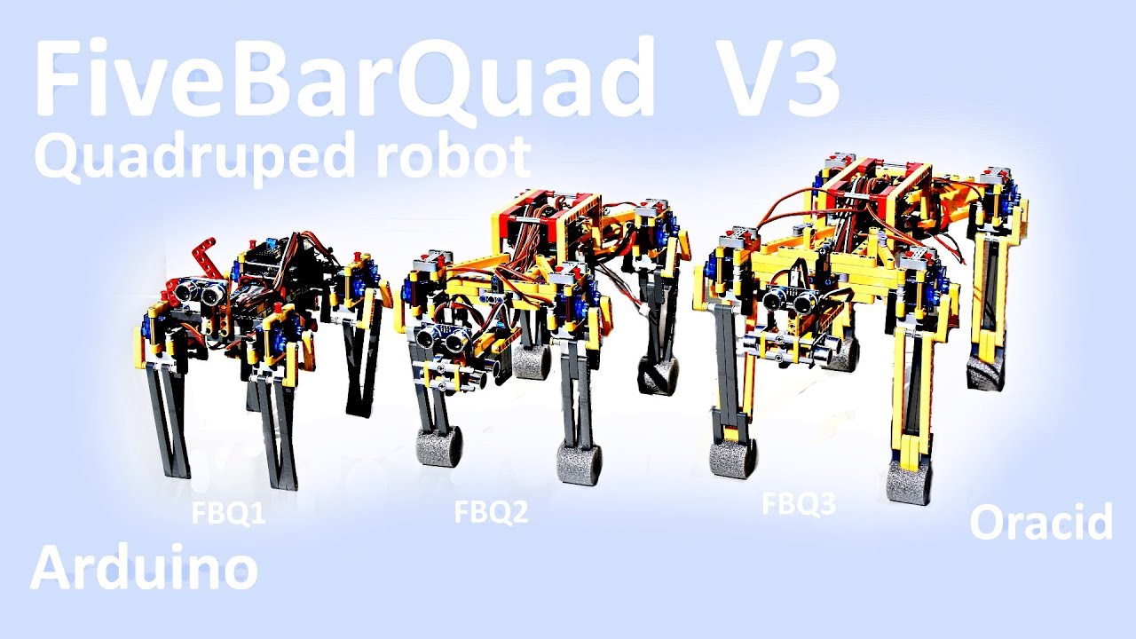 FiveBarQuad 3 - Quadruped robot - Arduino - YouTube