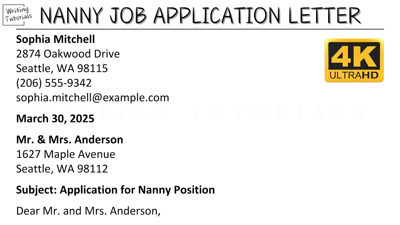 How To Write Nanny Job Application Letter with Sample and Explanation ...