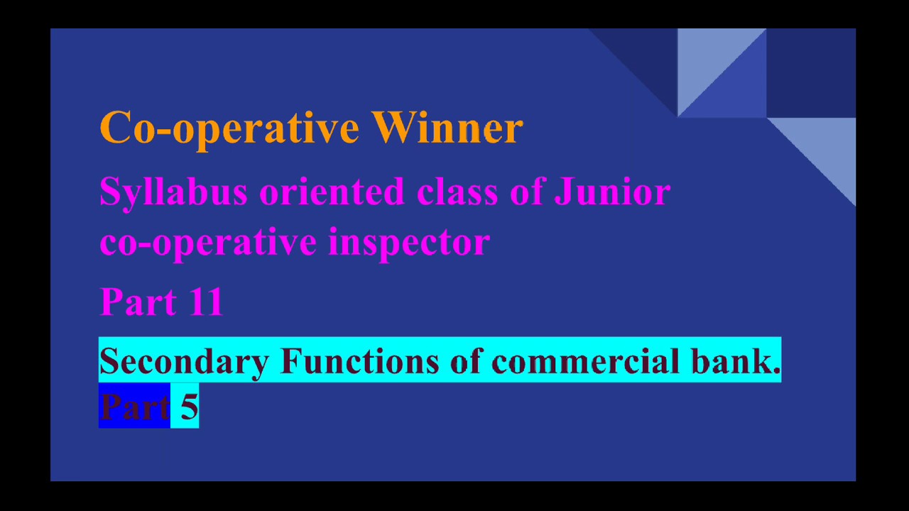 Secondary functions of commercial bank - YouTube